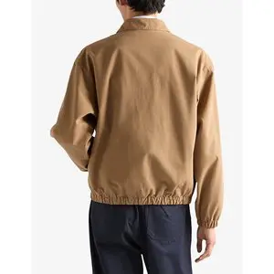 Prada Pointed-collar Logo-print Cotton Jacket - Brown