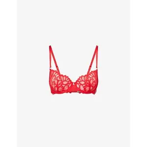 SAVAGE X FENTY Savage Not Sorry Unlined Balconette Lace Bra - Timeless Red