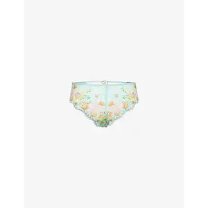 SAVAGE X FENTY Savage Not Sorry Strappy Cut-out Cheeky Lace Briefs - Splash Me Blue Floral