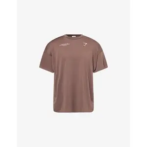 GYMSHARK Conditioning Club Oversized Text-print Woven T-shirt - Gs Walnut Brown