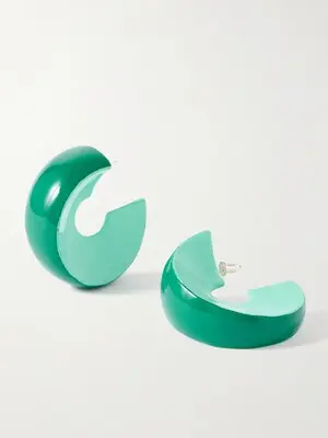 UNCOMMON MATTERS Creole Wood Hoop Earrings - Green