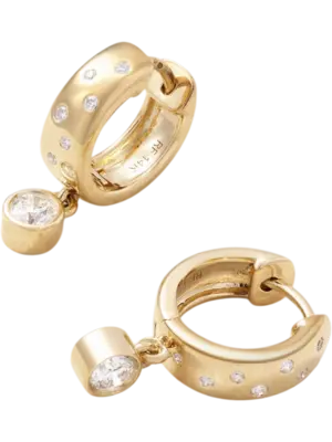 ROXANNE FIRST Polka-dot Diamond Hoop Earrings - Gold