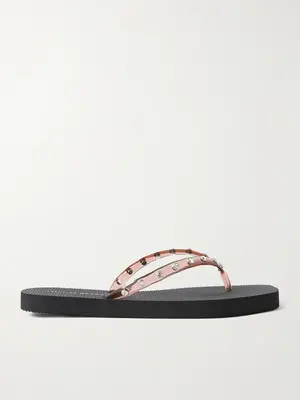 LOEFFLER RANDALL Crystal-embellished Pvc Flip Flops - Black
