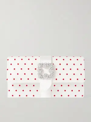 Manolo Blahnik Capri Crystal-embellished Embroidered Mesh Clutch - White