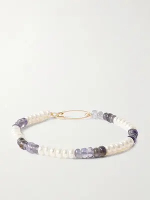LOREN STEWART 14-karat Gold, Iolite And Pearl Bracelet - Blue