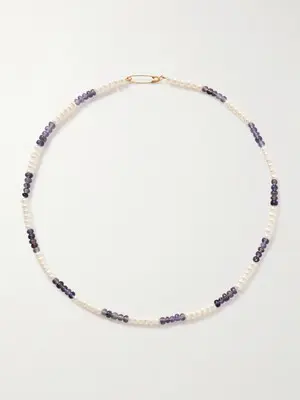 LOREN STEWART 14-karat Gold, Iolite And Pearl Necklace - Blue