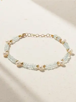 Jia Jia 14-karat Gold, Aquamarine And Pearl Bracelet - Silver