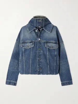 JEAN PAUL GAULTIER Oversized Layered Denim Hooded Trucker Jacket
