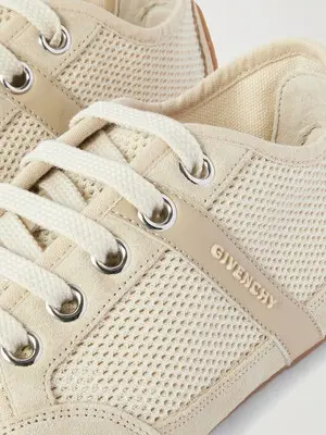 Givenchy Leather And Suede-trimmed Mesh Sneakers - Neutrals