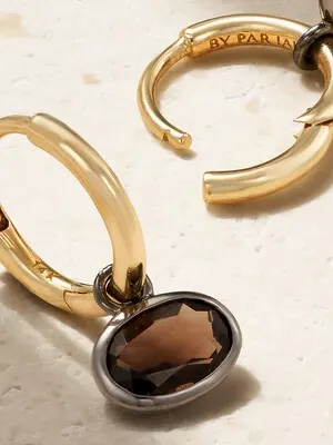 BY PARIAH Orbit 14-karat Recycled Smokey Quartz Hoop Earrings - Gold