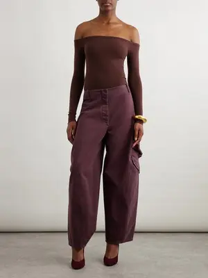 Alaïa Cotton-twill Barrel-leg Cargo Trousers - Burgundy