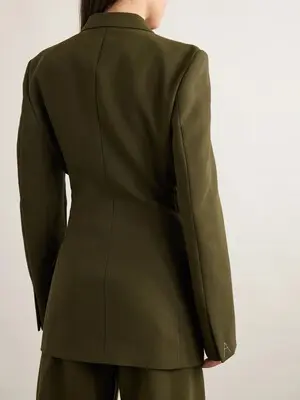 Alaïa Double-breasted Cotton-twill Blazer - Green
