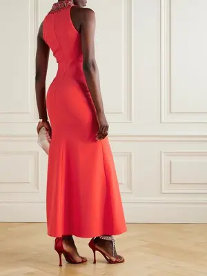 Jenny Packham Eclipse Crystal And Bead-embellished Crepe Gown