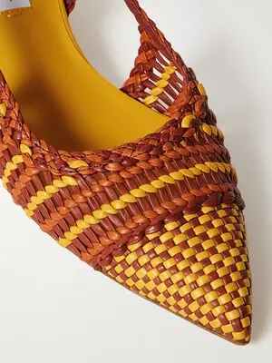 Gabriela Hearst Perro Woven Leather Slingback Pumps - Orange
