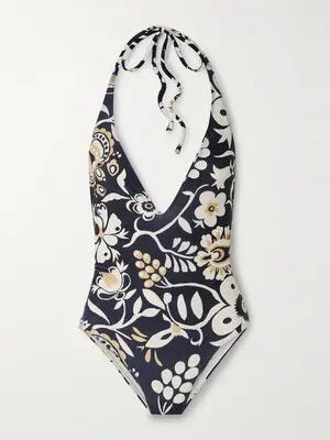 La DoubleJ Printed Halterneck One-piece Swimsuit - Blue