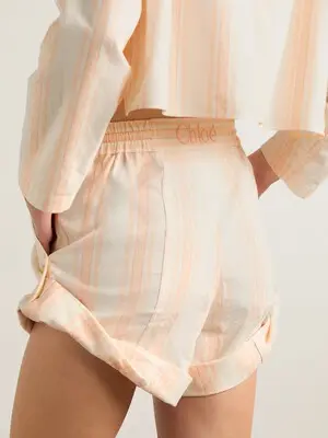 Chloé Striped Cotton-poplin Shorts
