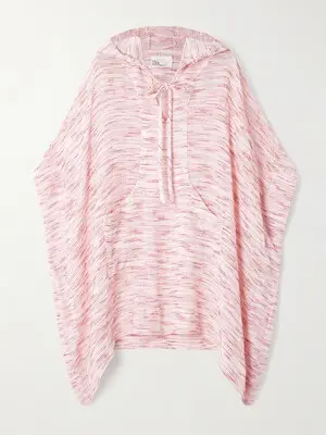Lisa Marie Fernandez Hooded Striped Linen-blend Gauze Poncho - Red