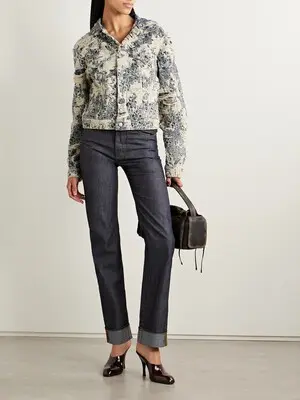 Acne Studios Hooded Distressed Denim Jacket - Gray