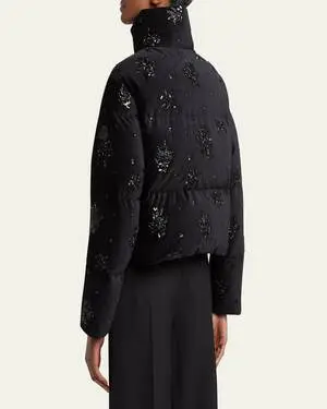 Moncler Nelles Embellished Down Puffer Jacket