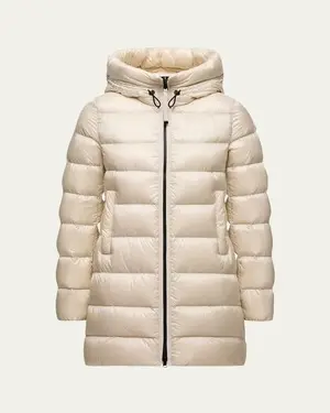 Moncler Suyenne Hooded Long Down Parka - Beige