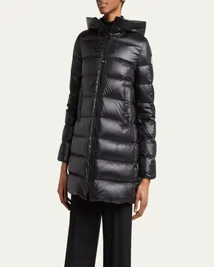 Moncler Suyenne Hooded Long Down Parka - Black