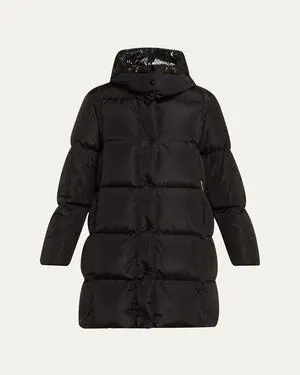 Moncler Quilted Down Puffer Coat With Detachable Hood - Black