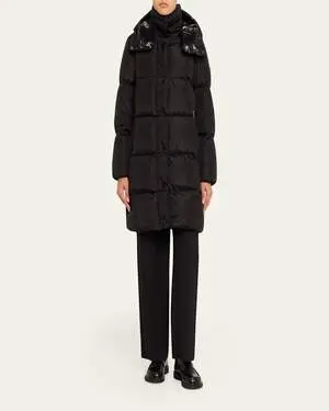Moncler Quilted Down Puffer Coat With Detachable Hood - Black