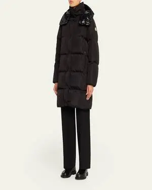 Moncler Quilted Down Puffer Coat With Detachable Hood - Black
