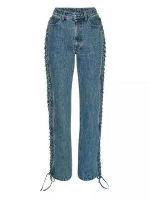 ROTATE BY BIRGER CHRISTENSEN Laced Straight Leg Jeans - Blue