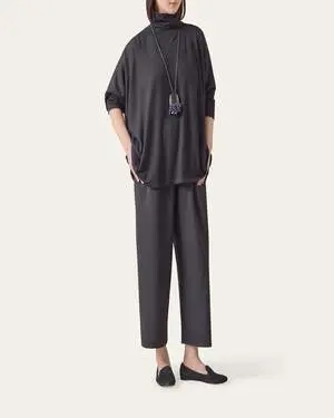 Eskandar Wide Scrunch Neck Top