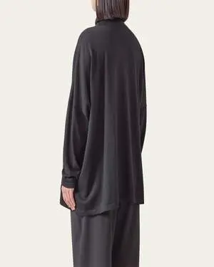 Eskandar Wide Scrunch Neck Top