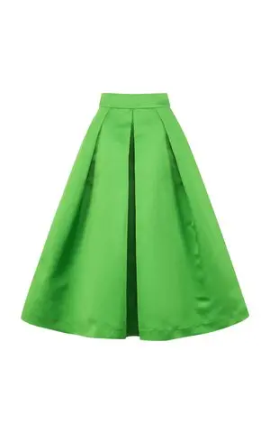 Martin Grant Pleated Silk Midi Skirt