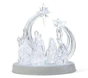 GLITZHOME Christmas Lighted Tabletop Nativity S Cene Figurine