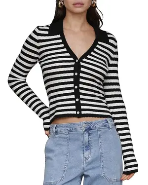 Avec Les Filles Striped Polo Cardigan