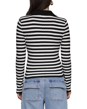 Avec Les Filles Striped Polo Cardigan