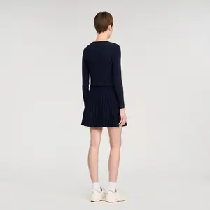 Sandro Fitted Fine Knit Cardigan - Navy Blue