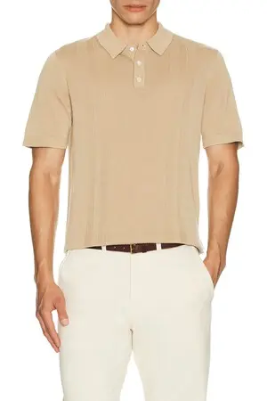 Onia Silk Ribbed Knit Polo