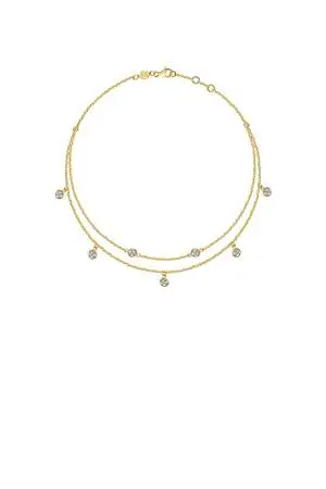 ISA GRUTMAN Diamond Double Chain Anklet - Yellow Gold