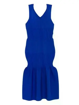 CFCL Fluted Ribbed V-neck Midi Dress - Blue