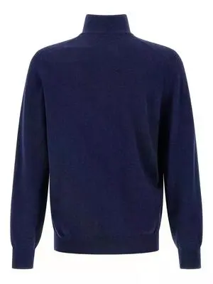 Brunello Cucinelli Turtleneck Half-zip Sweater - Blue
