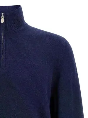 Brunello Cucinelli Turtleneck Half-zip Sweater - Blue