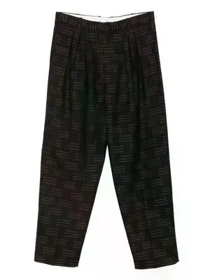 Kenzo Pleated Patterned Straight-leg Trousers