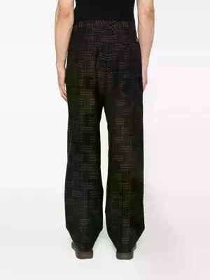 Kenzo Pleated Patterned Straight-leg Trousers