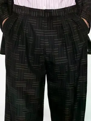 Kenzo Pleated Patterned Straight-leg Trousers