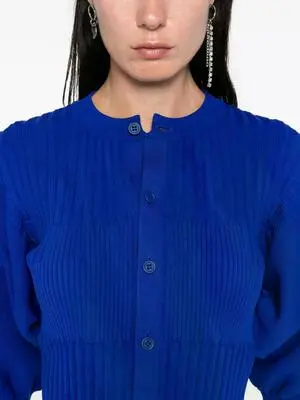 CFCL Fluted Ribbed Puff-sleeve Cardigan - Blue