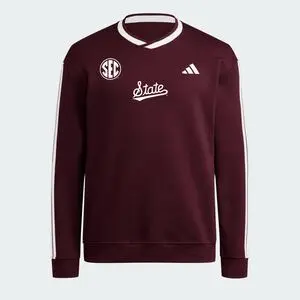 Adidas Mississippi State Bulldogs 3-stripes Fleece Jersey Crew