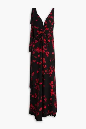 Victoria Beckham Floral-print Crepe Maxi Dress - Black
