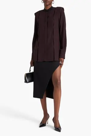 Victoria Beckham Pleated Silk Crepe De Chine Blouse