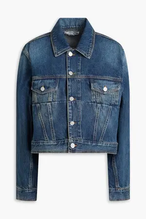 Victoria Beckham Cropped Denim Trucker Jacket - Mid Denim