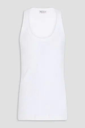 Brunello Cucinelli Ribbed Cotton-jersey Tank - White